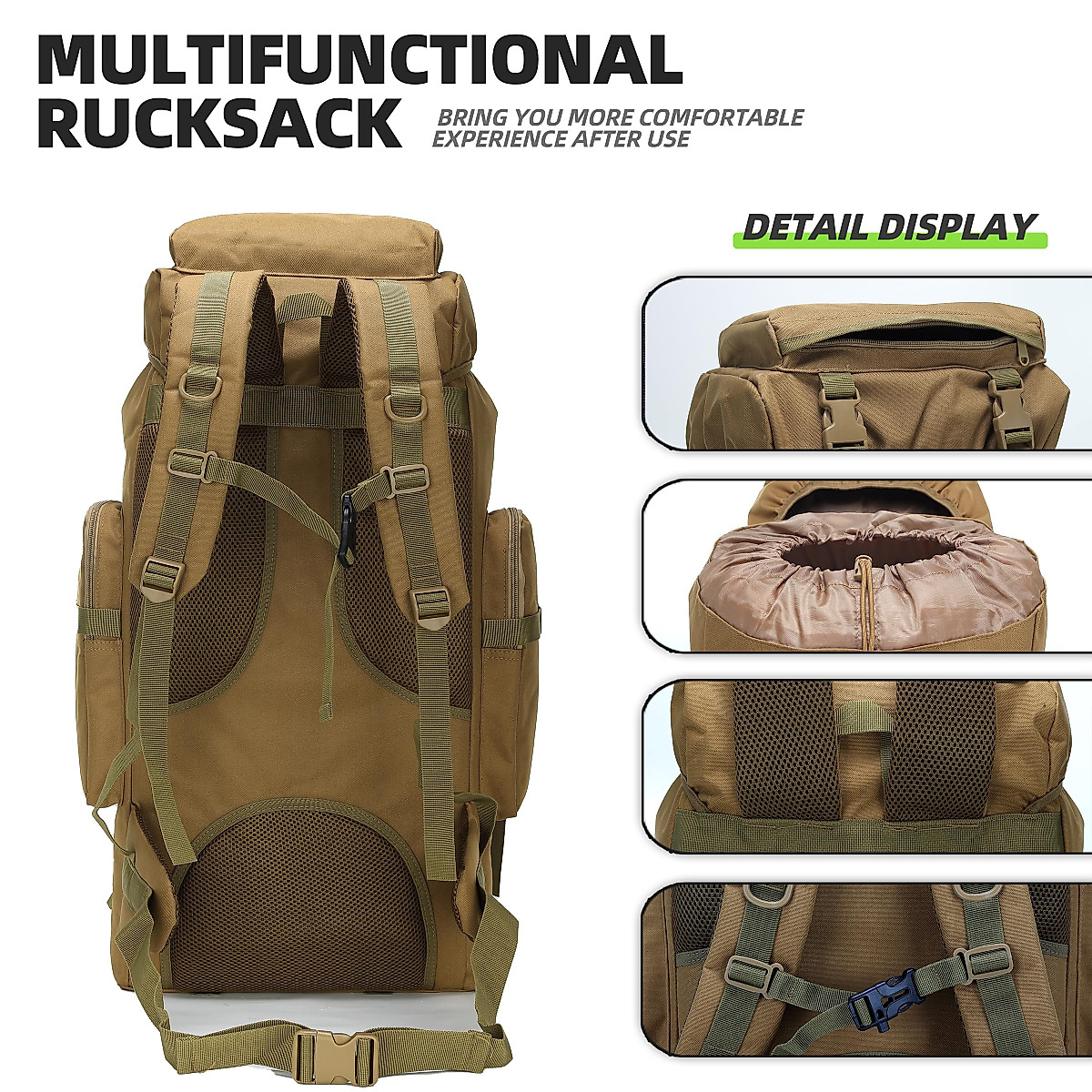 King'sGuard 70L Camping Hiking Backpack Tactical Backpack Military Molle Rucksack Backpack for Outdoor