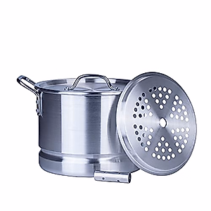 ARC 12 Quart Aluminum Tamale Steamer Pot, Crab Pot Stock Pot with Steamer tube for Seafood Crawfish Crab Vegetable with Rivet Handle, Silver