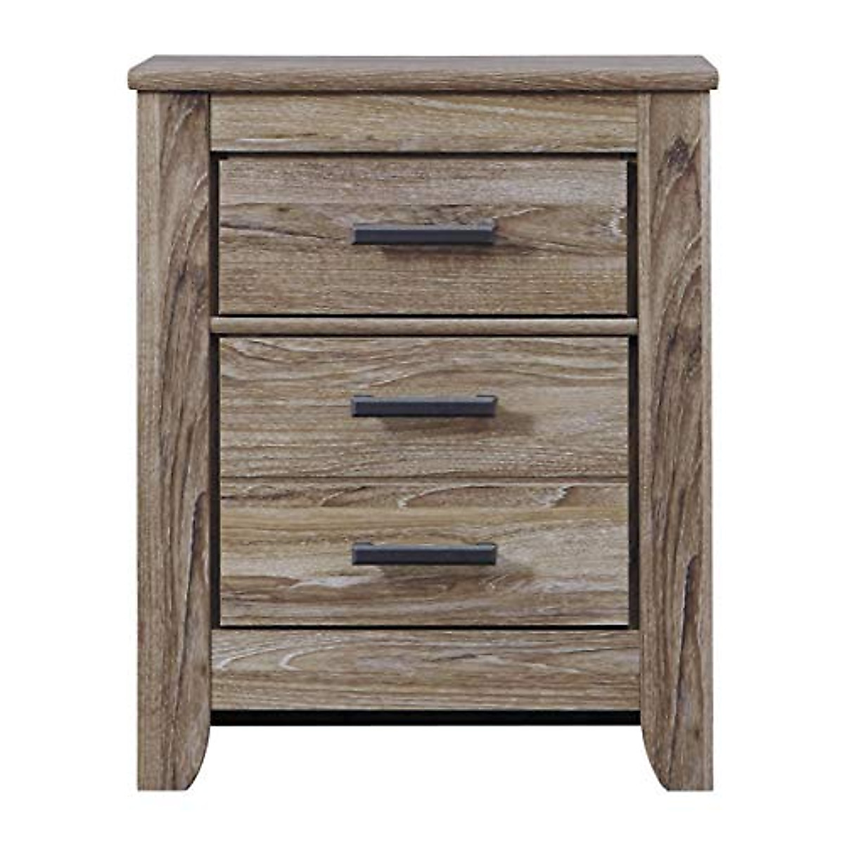 Signature Design by Ashley Zelen Rustic Contemporary 2 Drawer Nightstand, Warm Gray