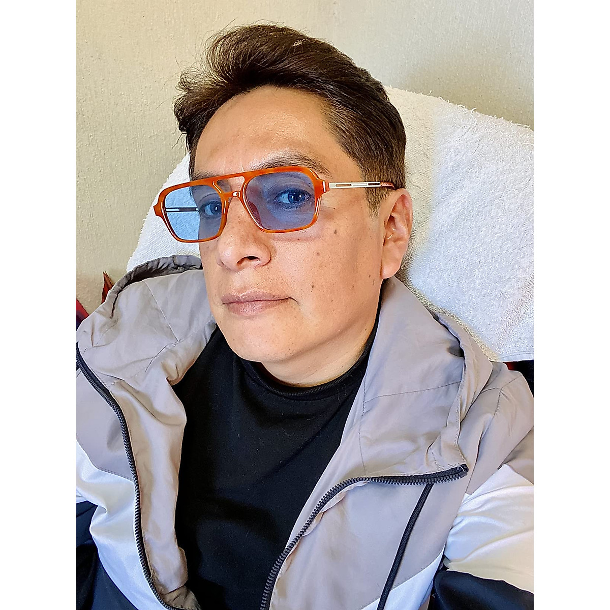 FEISEDY Vintage Square 70s Flat Aviator Sunglasses Women Men Metal Design Shades B2752