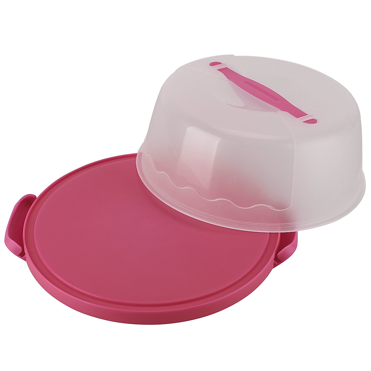 HelloCupcake Portable Cake and Cupcake Carrier / Storage Container - 10.4" Diameter (Inside Cover), Translucent Dome - Perfect for Transporting Cakes, Cupcakes, Pies, or Other Desserts (Fuchsia)