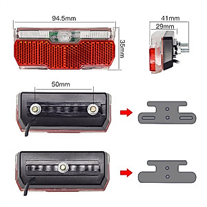 Bike Fender Electric Bike Front and Rear Light Set Input 12V 24V 36V 48V 60V Built-in Speaker E-Bike Headlight and Tail Light Mud Guards (Color : Front and Rear Light)
