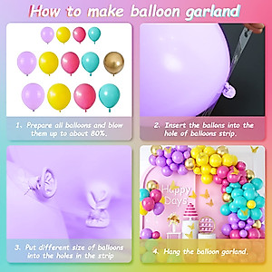 Magic Balloon Garland Arch Kit 103 Balloons Set Purple Blue Rose Red Yellow Gold Metallic Balloons 12Pcs Butterfly Stickers Decorations for Birthday Party Wedding Baby Shower Decor Supplies