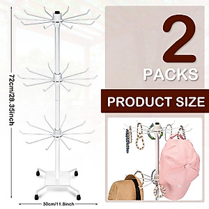 BBTO 2 Pcs Rotating Display Stand Jewelry Display Rack with Hooks Metal Earrings Stand for Vendors Necklace Bracelet Selling(White,28.35 x 11.81 Inch)