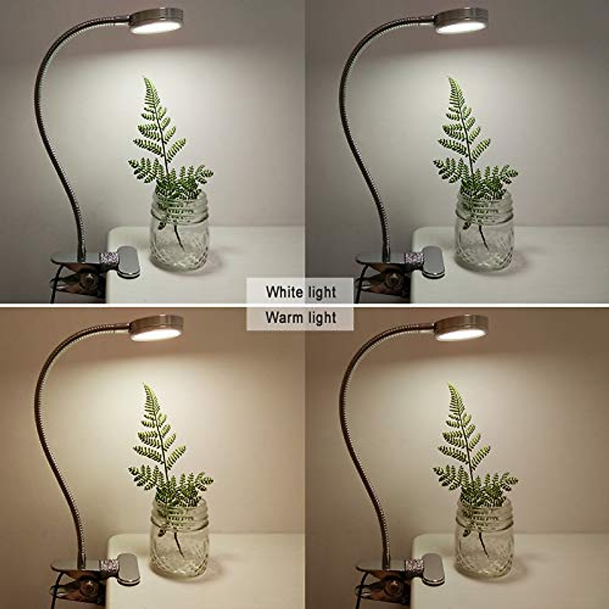 LEPOWER Clip on Light/Book Light/Reading Light with 2 Color Changeable/Night Light Clip on for Desk, Bed Headboard and Computers (Silver)