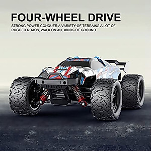 PHOUPHO Remote Control Car 1:18 Scale 45Km/h, 4WD RC, Drift Off-Road Upgraded Brush Motor with Two Rechargeable Batteries, Hobbyist Grade for Adults, Toy Gift Kids and, Blue