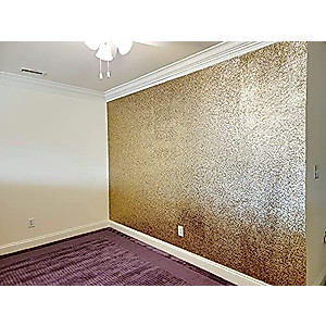 DHHOUSE Self Adhesive Champagne Gold Chunky Glitter Wallpaper, Sparkle Glitter Wallpaper for Wall (17.4in x 16.4ft, Champagne Gold)