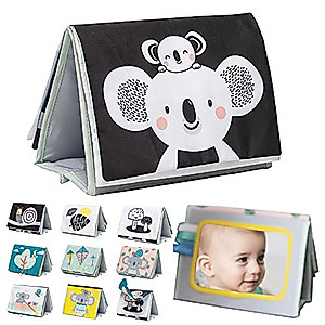 Taf Toys Koala Infant Tummy-time High Contrast Soft Crinkle Activity Book with Huge Baby Safe Mirror, 3D Activities, Textures and a Soft Baby Teether