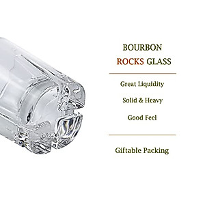 BothEarn Whiskey Rocks Glass Set of 2 - Clear Drinking Cup with Heavy Solid Base - Good for Bourbon Jack Daniels Tennessee and Scotch, 6.5 oz (185 ml)