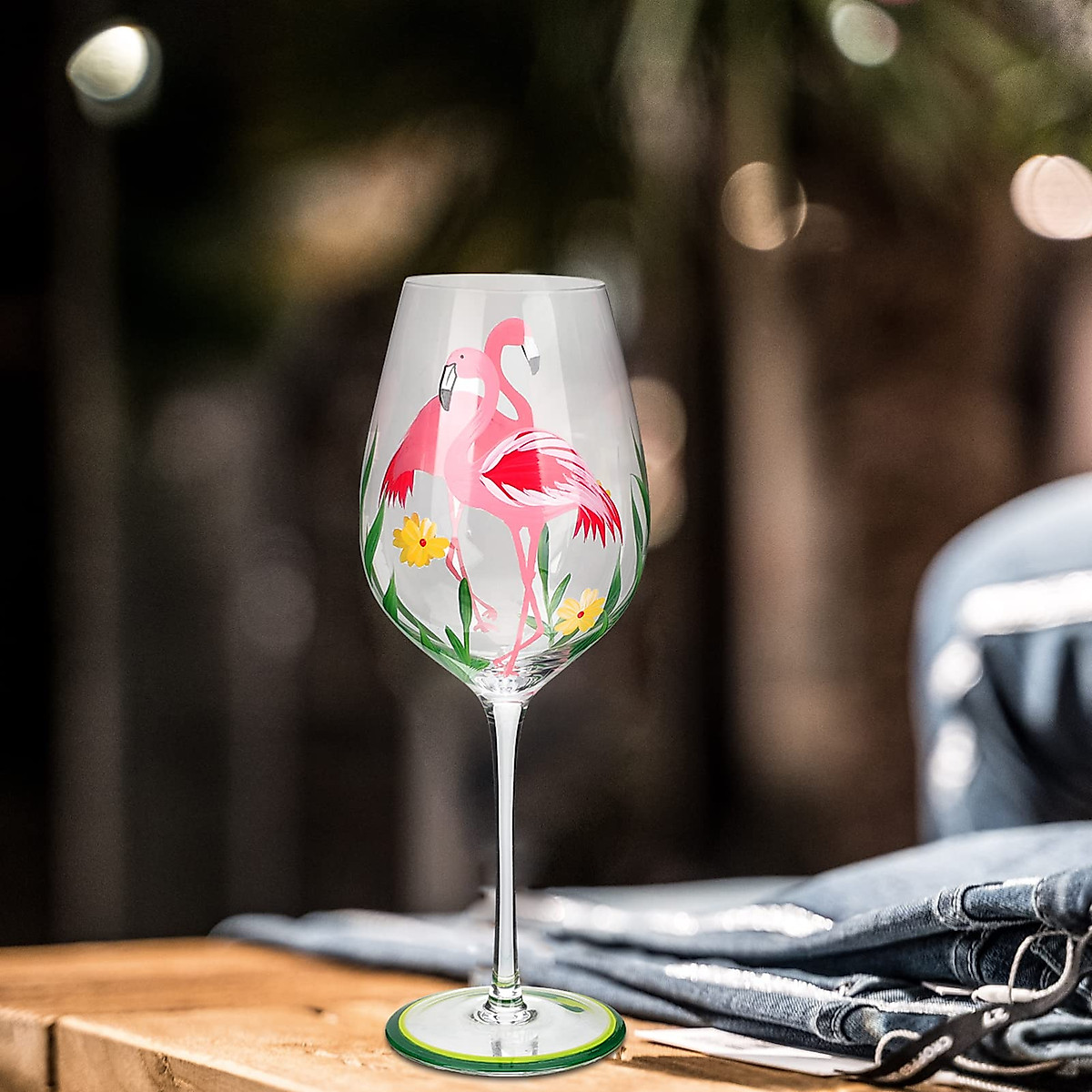 Flamingo Painted Wine Glasses Hand- Painted Wine Cup Glass Drinking Cup Juice Goblets Beverage Milk Shake Glasses Cup Birthday Gift for Friends Sangria Glasses