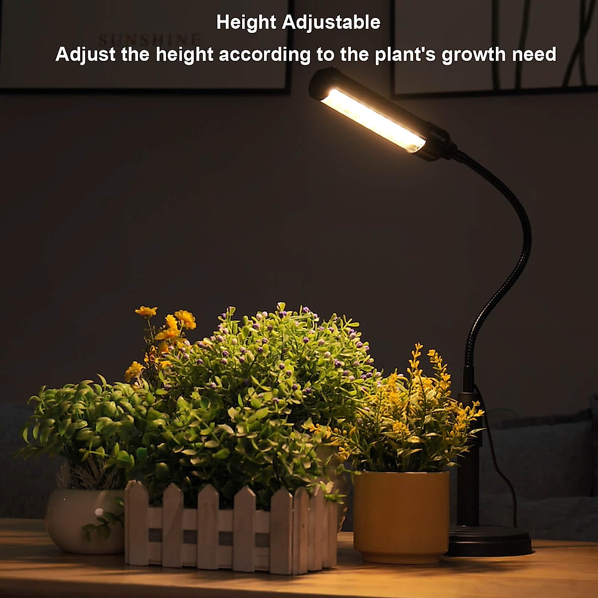 CHANGSHENG Grow Lights for Indoor Plants Desk LED Grow Light with Base Full Spectrum 50 LEDs Warm White for Indoor Plant Growing Lamp, Adjustable Gooseneck, Suitable Plants Growth (Without USB Plug)