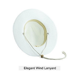 Koreshion Women Straw Panama Hat Summer Wide Brim Fedora Cap Beach Sun Hats UV UPF50+ White