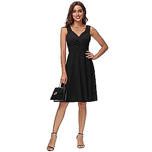 GRACE KARIN Wrap Elegant Cocktail Dress for Women Semi Formal Dress Homecoming Dress Black S