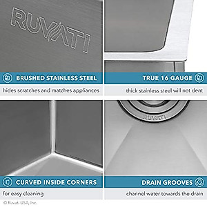 Ruvati 33-inch Undermount 16 Gauge Tight Radius Large Kitchen Sink Stainless Steel Single Bowl - RVH7433
