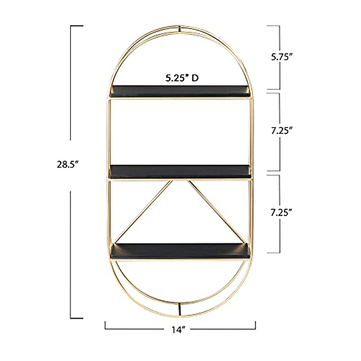 Main + Mesa Wood and Gold Oval Wall Shelf