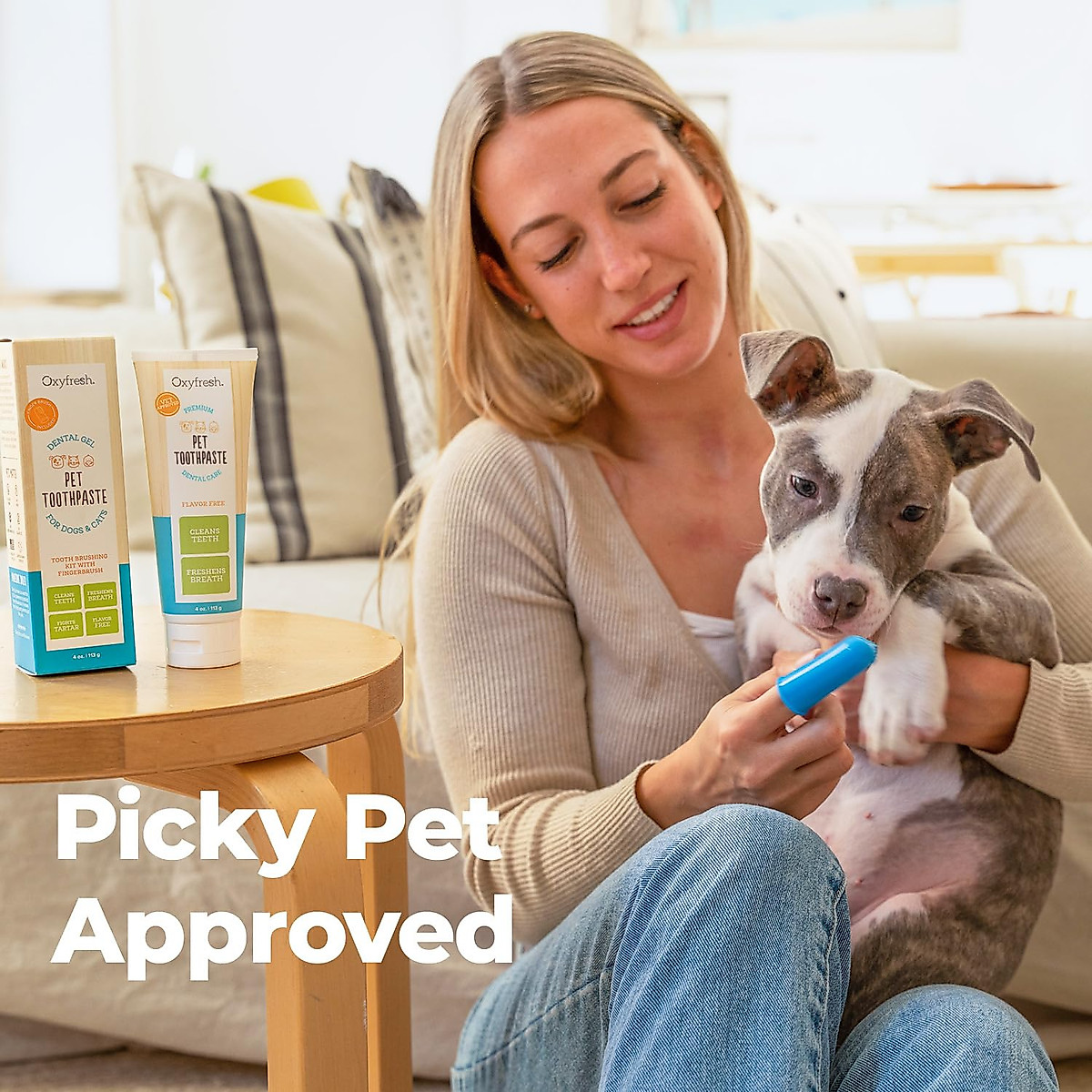 Oxyfresh Premium Dog Toothpaste and Toothbrush – Best Dog Teeth Cleaning & Dog Plaque and Tartar Fighter – Safe for Cat Toothpaste Too – Vet Formulated (4oz Pet Toothpaste + Large Finger Brush)