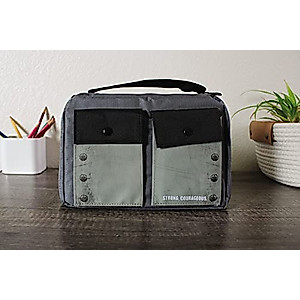 Bible Cover for Boys, Zippered, with Handle, Canvas, Gray, Medium