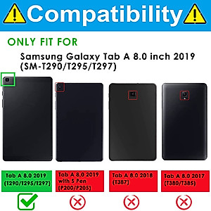 DETUOSI Silicone Case Compatible with Samsung Galaxy Tab A 8.0 2019 Without S Pen Model (SM-T290/T295/T297), Lightweight Protective Cover with Strap for Galaxy Tab A Case 8.0" 2019, Dazzling Pink