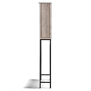 Landia Home Over The Toilet Storage Cabinet, Bathroom Organizer, Freestanding Cabinet with 2-Tiers Organizer Rack, Bathroom Shelf, Farmhouse Bathroom Cabinet with Sliding Barn Door, Grey