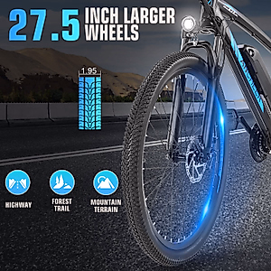 Speedrid 27.5" Electric Bike for Adults, 48V 500W Electric Mountain Bike/Electric Bicycle with Removable 48V-10.4Ah Battery, Colorful Display and Professional 21 Speed Gears