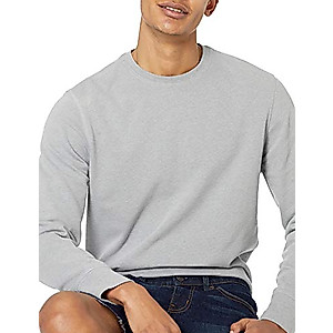 Amazon Essentials Men's Long-Sleeve Lightweight Fleece French Terry Crewneck Sweatshirt, Light Grey Heather, Medium