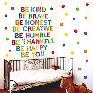 DECOWALL SG-2204 Be Kind Wall Decals Stickers Kids Removable Nursery murals Inspirational Classroom Children Words Quotes Room Window School Bathroom playroom Nurse Office Decorations Motivational