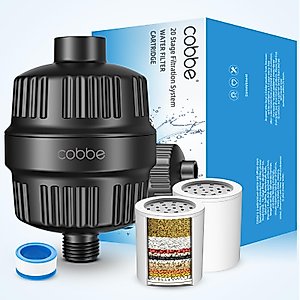 Cobbe Shower Filter for Hard Water Shower Head Filter - with Replaceable Filter Cartridges - High Output Shower Water Filter for Removing Chlorine and Harmful Substance, Matte Black