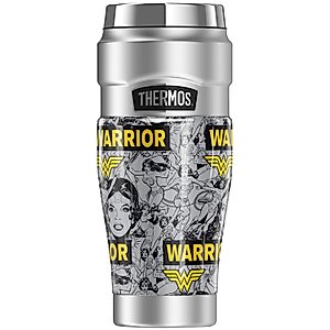 Wonder Woman Warrior Pattern, THERMOS STAINLESS KING Stainless Steel Travel Tumbler, Vacuum insulated & Double Wall, 16oz