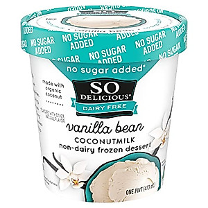 So Delicious Dairy Free Coconut Milk Frozen Dessert, Vanilla Bean, No Sugar Added, Vegan, Non-GMO Project Verified, 1 Pint