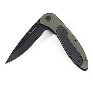 COOL HAND 6001GB-BS 3'' 440SS Steel Blade G10 Handle Liner Lock Pocket Knife, Black