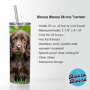 Field Spaniel Dog Puppy Photo Skinny Tumbler 20oz with Straw Insulated Water Bottle Gift