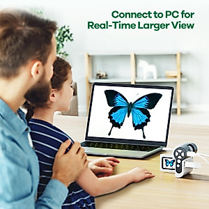 Hideal HP20 Microscope for Kids [3-in-1] [Easy and Fun] 2" IPS Portable Handheld Microscope Miniscope, Pocket Mini Scope Educational Science Kit, Birthday Easter Gifts for Kids, 32GB, White