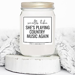 YouNique Designs Candle for Country Music Fan Gift 8oz Candle - Cowgirl Gifts for Country Music Lovers - Country Music Lover Gifts - Cool Country Music Gifts for Music Lovers (Lavender & Vanilla)
