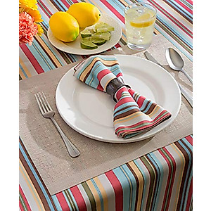 DII Summer Stripe Outdoor Collection Tabletop, Tablecloth, 60x84" w/Zipper (CAMZ34858)