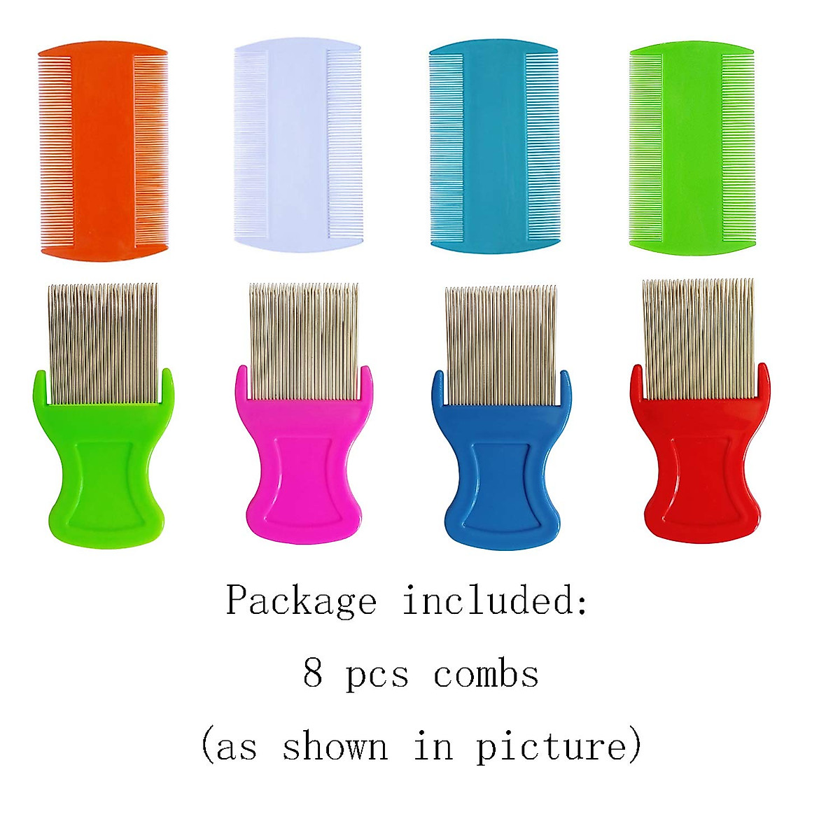 8 Pieces Comb Include 4 Pieces Hair Comb Double Sided, 4 Pieces Removing Dandruff Flakes with Metal Teeth