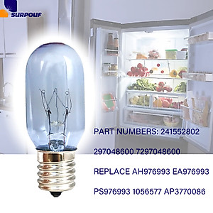 SURPOUF 241552802 Refrigerator Light Bulb LED 297048600 25W 2PACK Fits for Electrolux Frigidaire Kenmore Refrigerator AH976993 EA976993 PS976993 1056577 AP3770086