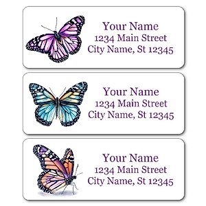 Personalized Return Address Labels - Beautiful Butterflies - 60-1000 Custom Self-Adhesive Stickers