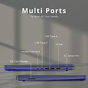 HP Premium Stream 14" HD BrightView Laptop, Intel Celeron N4120, 8GB RAM, 64GB eMMC Storage, UHD Graphics, HD Webcam, 1 Year Office 365, Bluetooth, WiFi, HDMI, Win 11s, Blue, 32GB Hotface USB Card