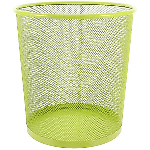 Ciieeo Green Mesh Trash Cans Mesh Office Trash Can Open Top Metal Wire Wastebaskets Waste Basket for Near Desk Garbage Can Recycling Garbage Container Bin 26.5x28cm