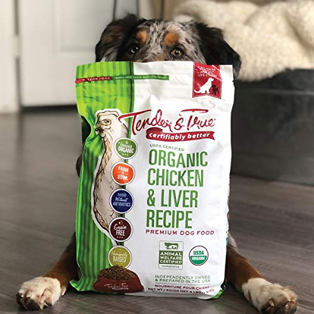 Tender & True Organic Chicken & Liver Recipe Dog Food, 11 lb