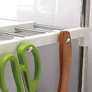 JF-XUAN Kitchen Shelf Microwave Oven Rack Multifunctional 2-layer Microwave Oven Rack Kitchen Rack Adjustable Stainless Steel Storage Rack With Hook Large Microwave Oven Rack (Color : Silver, Size