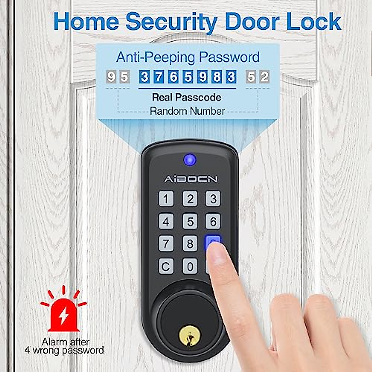 Aibocn Door Lock with keypad, Electronic Keypad Deadbolt, Keyless Entry Door Lock with Auto-Lock, Anti-Peeping Password, Easy to Install and Program, Smart Lock for Home Bedroom Garage