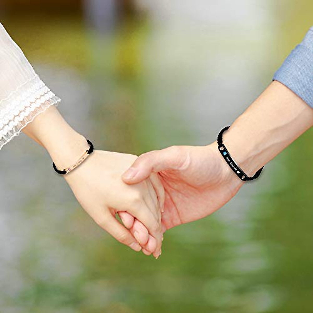 Uloveido Stainless His Crazy and Her Weirdo Bracelet Set, Matching Relationship ID Couple Bracelets for Him Her (Crazy Weirdo)