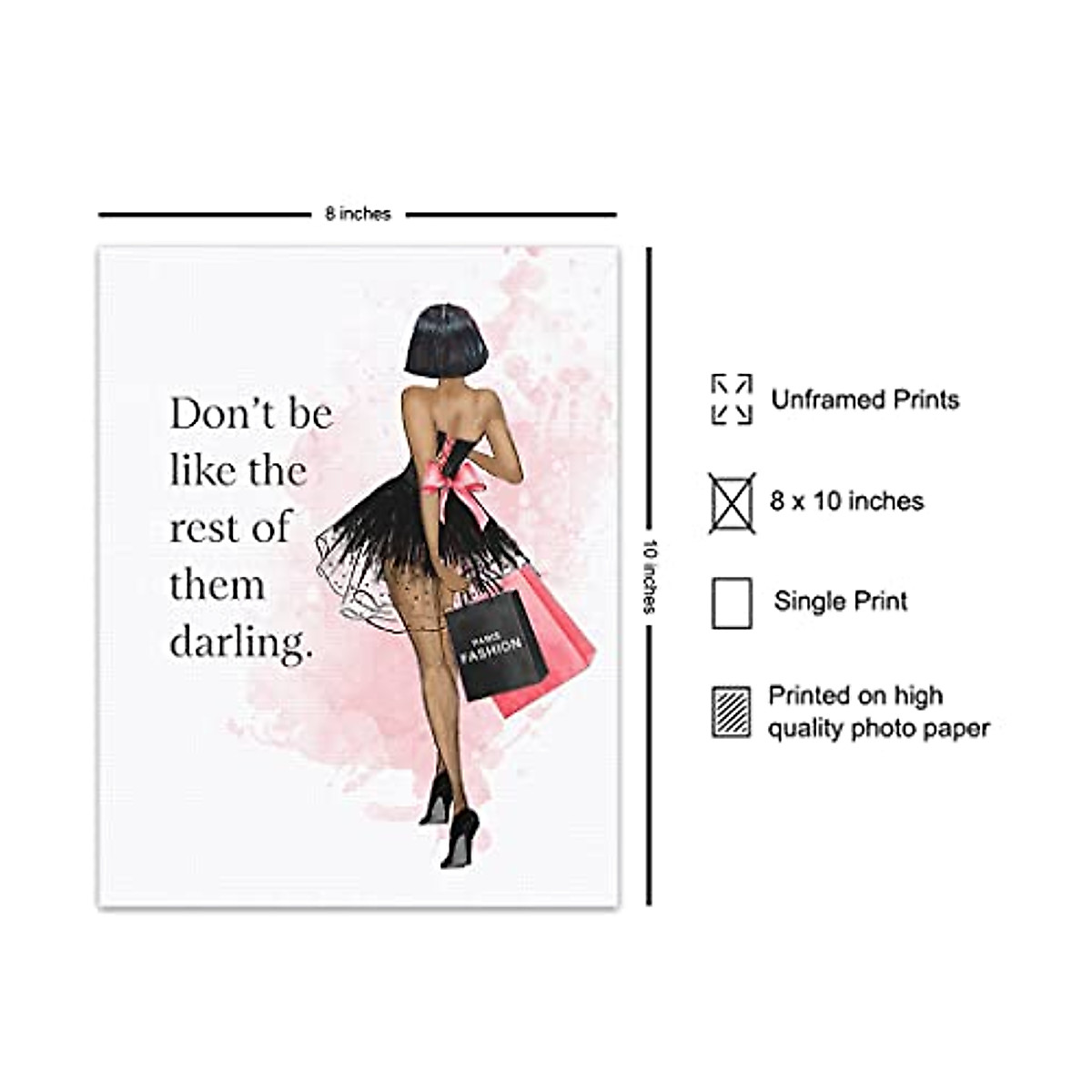 Inspirational Quote Wall Art - Couture Gift for African American Black Women - Glam Wall Decor - Luxury Fashion Design Room or Home Decoration - Positive Motivational Quote - Teens Bedroom