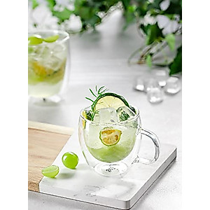 Sweese Espresso Cups, Double Wall Insulated Glass Coffee Mugs, 5 Ounce, Set of 2, Perfect for Espresso Shot, Tea and Juice