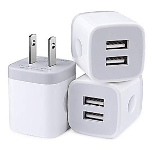 USB Wall Charger, Charger Block, Double USB Fast Charging Cube Block Charger Box, 2.1A Phone Charger Power Adapter 3 Pack for iPhone 14 13 12 11 Pro Max XS XR X 8 7 6S Samsung Galaxy S23 A14 Note 20