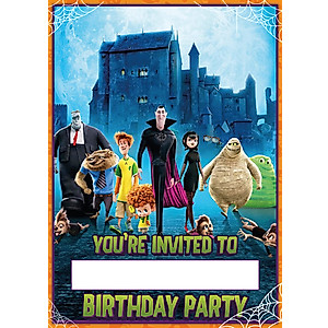 Set of 20 Hotel Transylvania -Themed Happy Birthday Invitation Cards & Envelopes - Lightweight (240g), Postcard Style Invites for the Perfect Party Pack