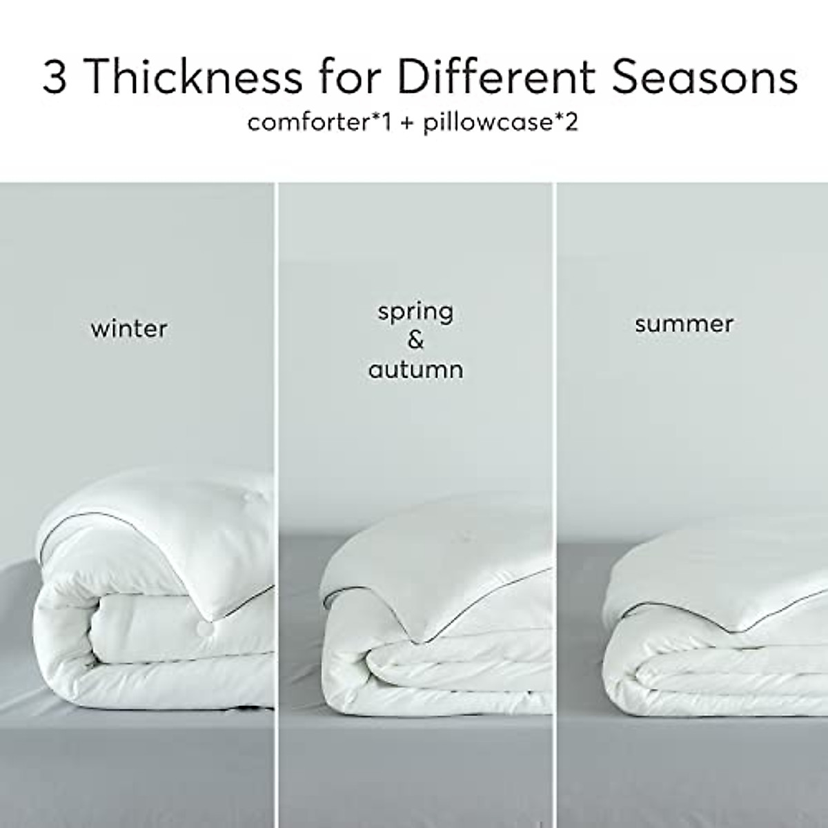 KASENTEX Jersey Knit California King Comforter Set, Noiseless Duvet Insert 3 Piece Solid Breathable, 2 Pillow Shams, 96 by 106 Inches, Lightweight California King Size, White