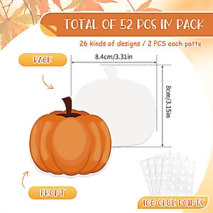 Breling 52 Pcs Thanksgiving Cut Outs Hello Autumn Fall Cut Outs Classroom Bulletin Border Decoration Maple Leaves Pumpkin Acorns Turkey Cutouts for School Classroom Fall Theme Decor