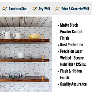 EVALD Hidden Floating Shelf Bracket | 8-Inch Heavy Duty Blind Shelf Support | Kitchen Shelf, Fireplace Mantel Bracket | Invisible Wall Mount Bracket for Home & Office | Floating Shelf Hardware 6 Pack